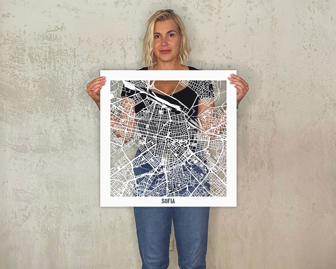 Custom Sofia Bulgaria Paper Map Cutout Artwork Personalized - Etsy