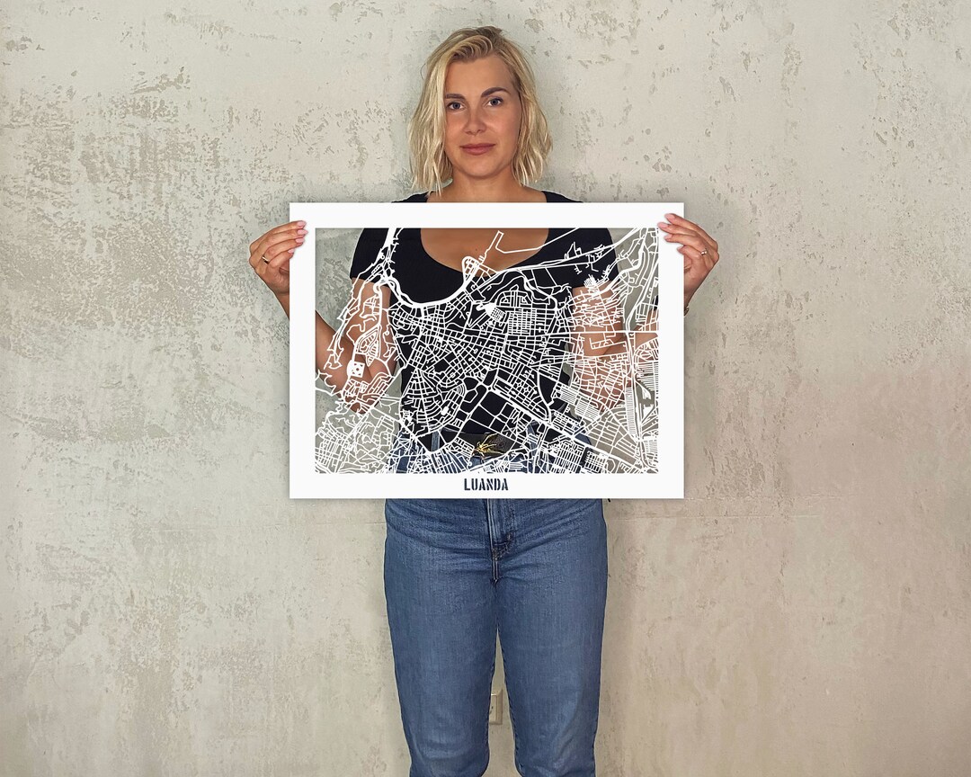 Custom Luanda Angola Paper Map Cutout Artwork Personalized - Etsy
