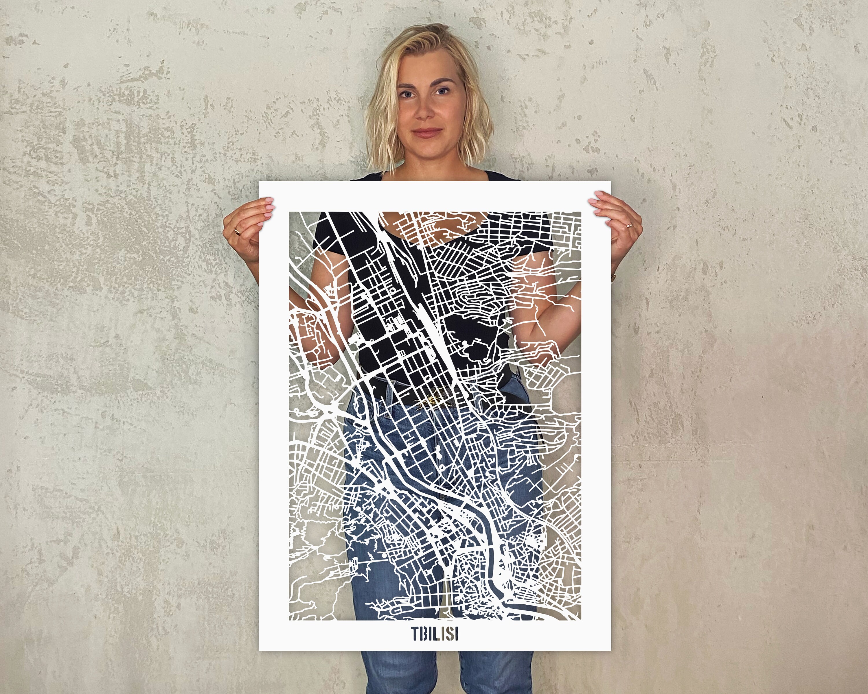 Custom Tbilisi, Georgia Paper Map Cutout Artwork, Personalized LUXURY ...