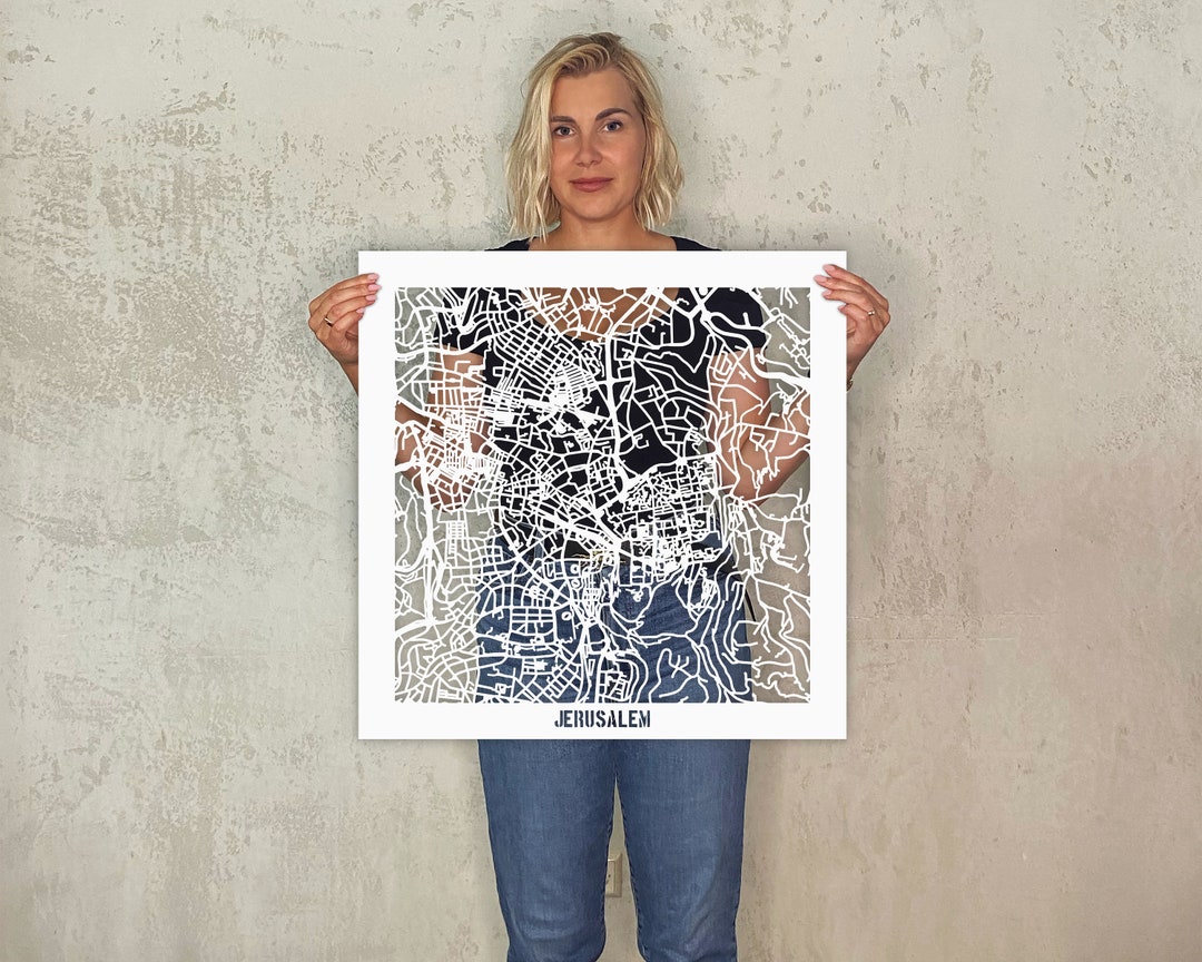 Custom Jerusalem Israel Paper Map Cutout Artwork - Etsy