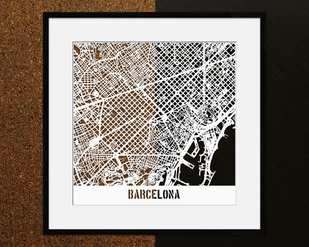Barcelona Spain Paper Map Cutout Artwork Personalized LUXURY - Etsy