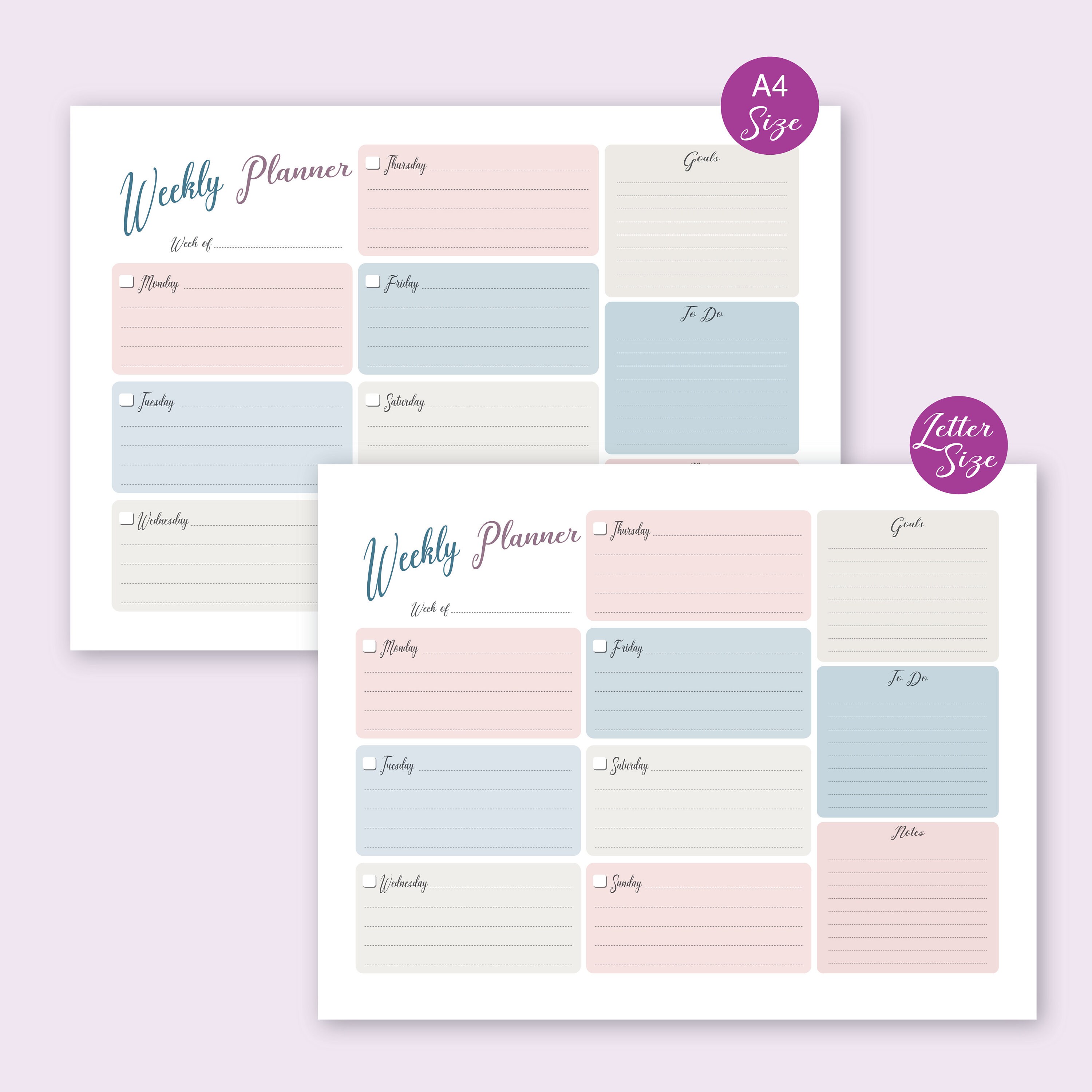Colorful Printable Weekly Planner, Weekly Planner and Schedule ...