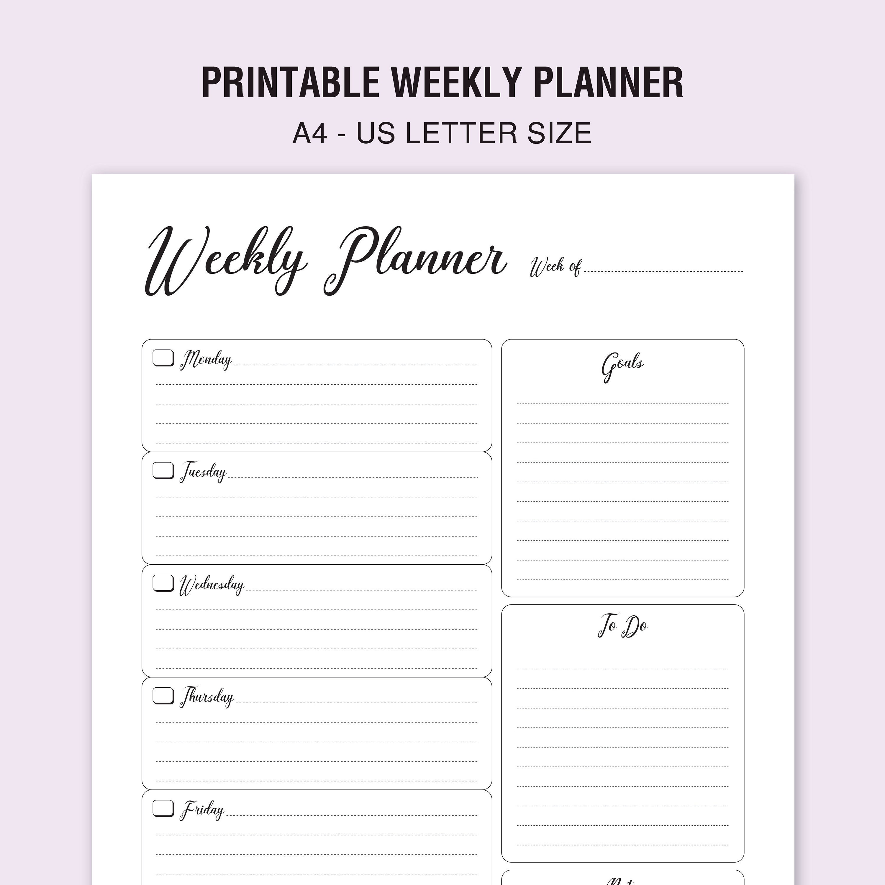 Printable Weekly Planner Weekly Planner and Schedule - Etsy