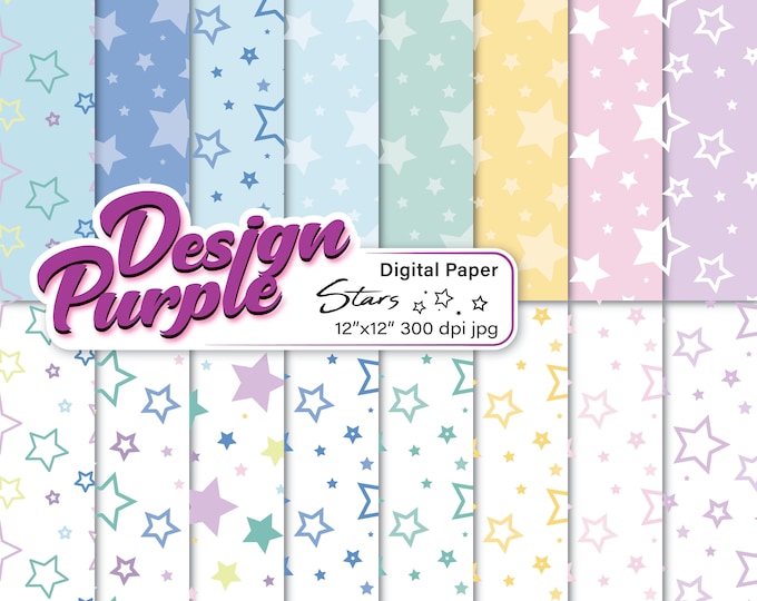 Stars Digital Papers - Scrapbook Paper - Seamless Patterns - Confetti ...