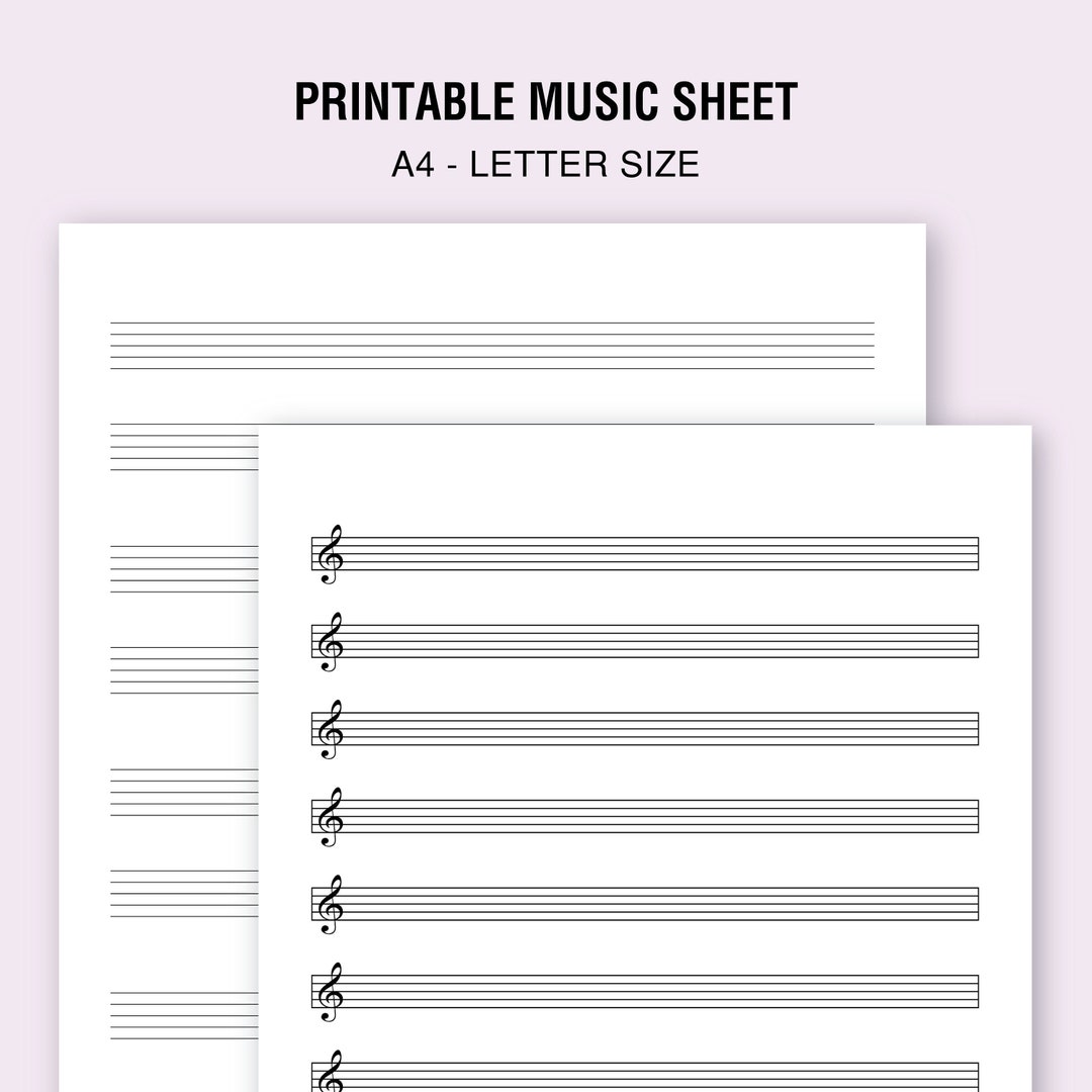 Printable Music Paper, Treble Clef, Blank Manuscript Paper, Instant ...