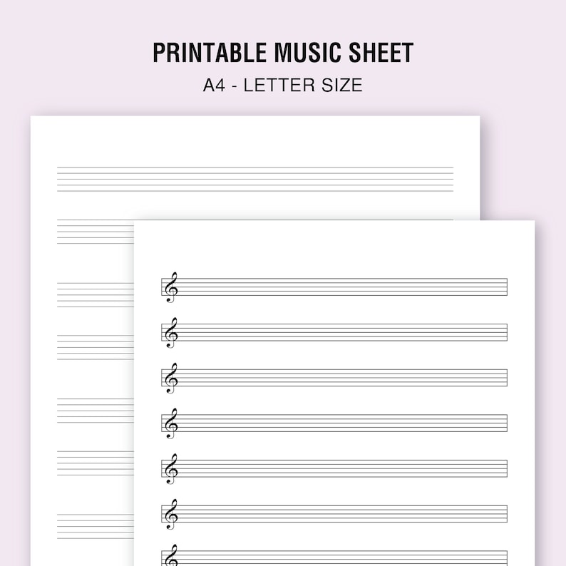 Printable Music Paper, Treble Clef, Blank Manuscript Paper, Instant ...