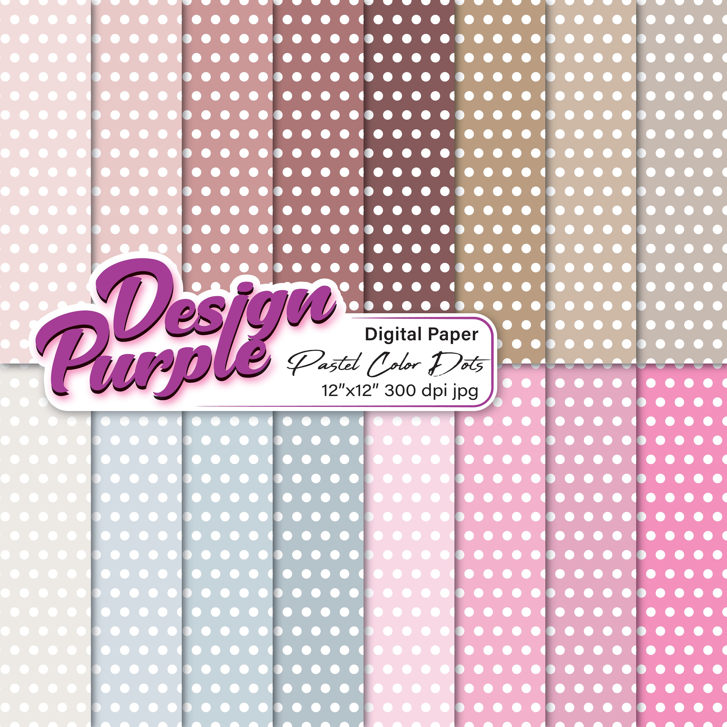SALE Polka Dots Digital Papers Pastel Colors 16 Polka Dots Fun and Cute ...