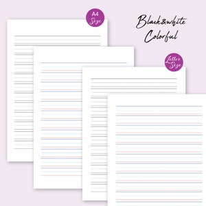Black and Colorful Printable Handwriting Practice Paper, Printable ...
