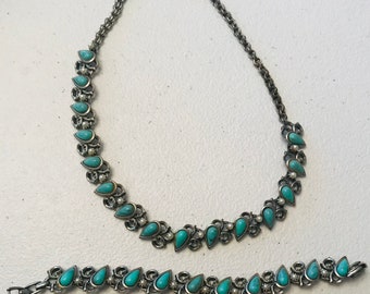 Judith Mccann Turquoise and Rhinestone Necklace and Bracelet Set - Etsy