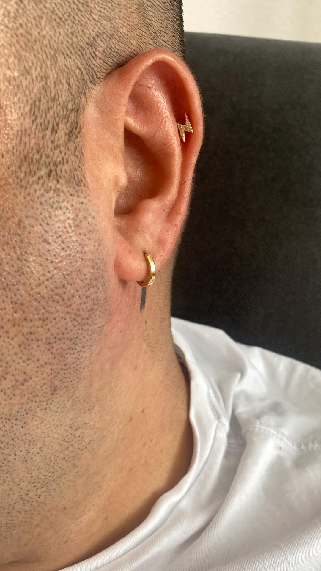 Ear Piercing With Screw Cap Real Silver Gold Plated, Helix, Tragus ...