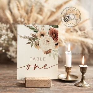 Boho Table Number Template, Rustic Table Numbers Editable, Instant ...