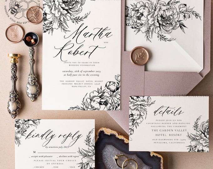 Modern Wedding Invitation Template Instant Download Elegant - Etsy