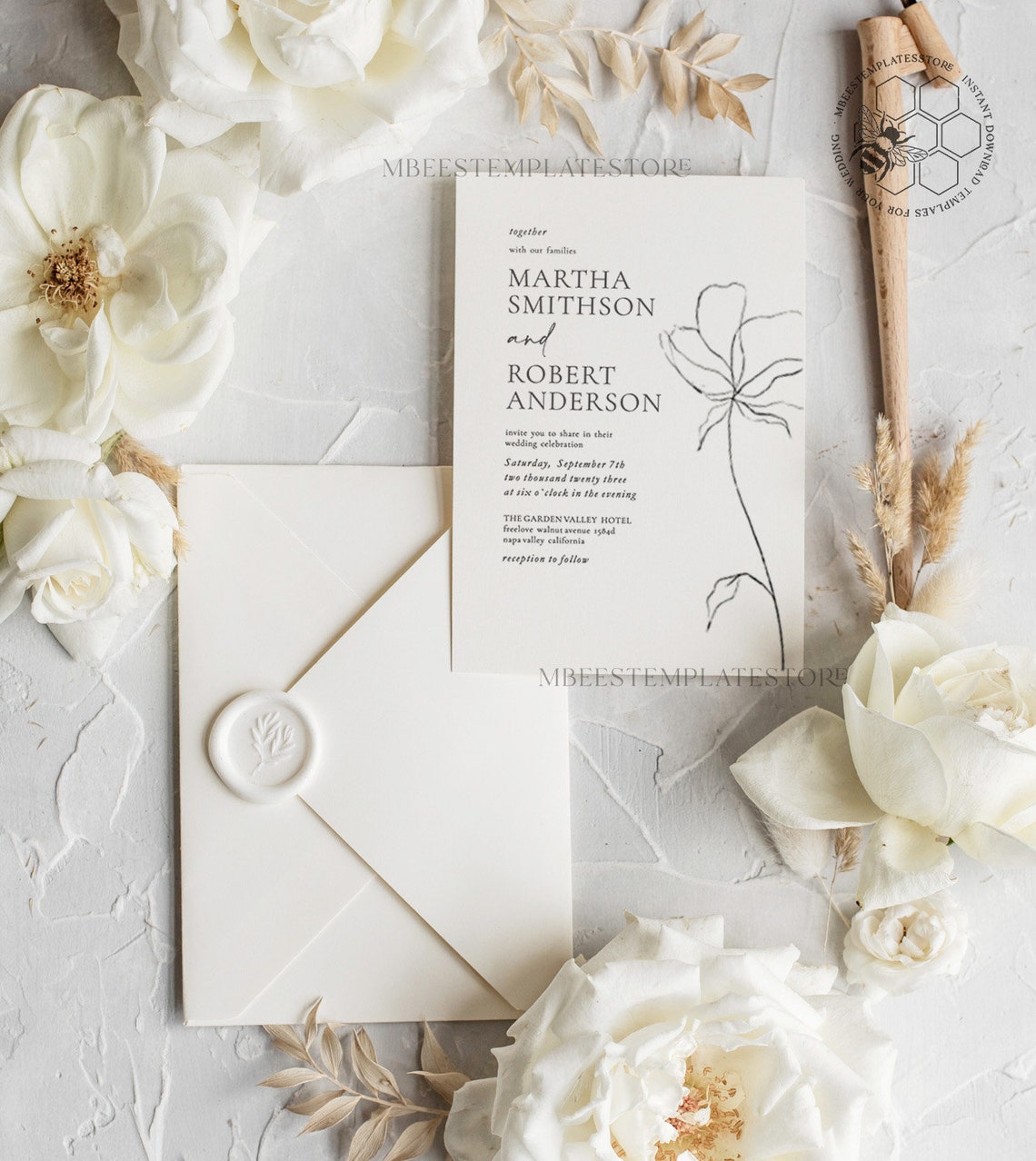 Fine Art Wedding Invitation Template Instant Download Boho | Etsy