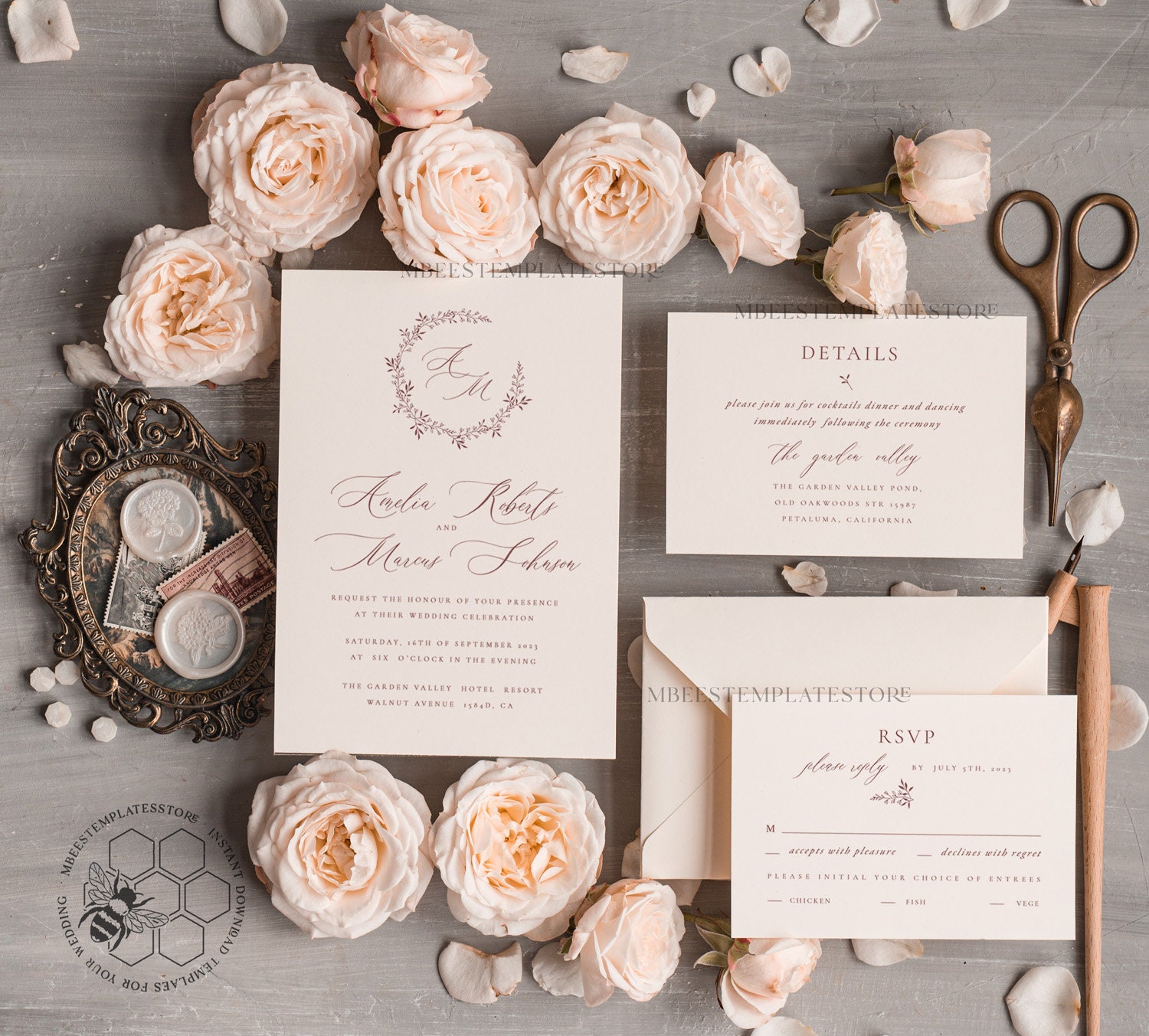 Elegant Wedding Invitation Template Simple Instant Download - Etsy