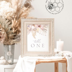 Boho Table Number Template, Table Numbers Editable, Instant Download ...