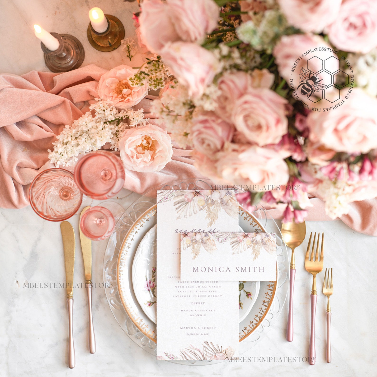 Boho Wedding Menu Template Dinner Menus Editable Instant - Etsy