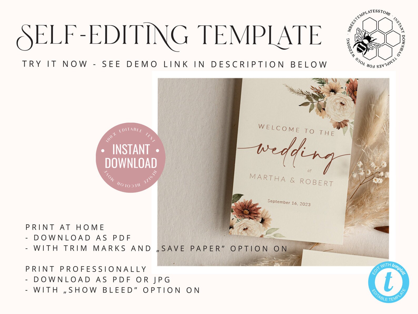 Rustic Wedding Program Template Minimalist Order of Service - Etsy