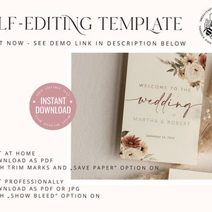 Rustic Wedding Program Template, Minimalist Order of Service, Printable Ceremony, DIY Program ...