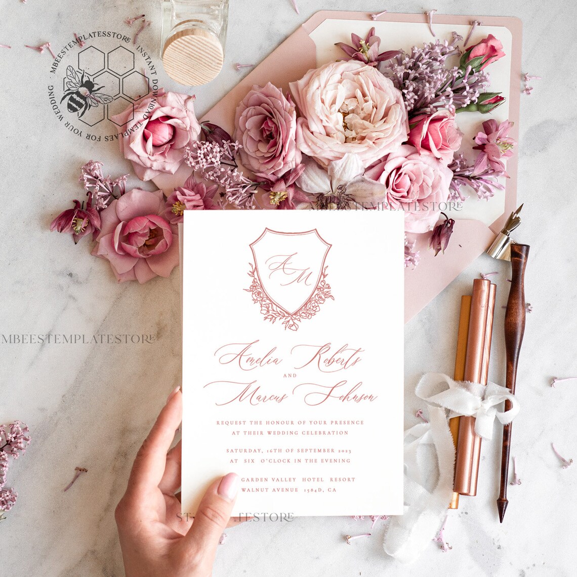 Rustic Wedding Invitations Set Template, Instant Download Printable ...