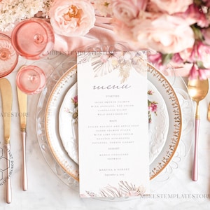 Boho Wedding Menu Template, Dinner Menus Editable, Instant Download ...