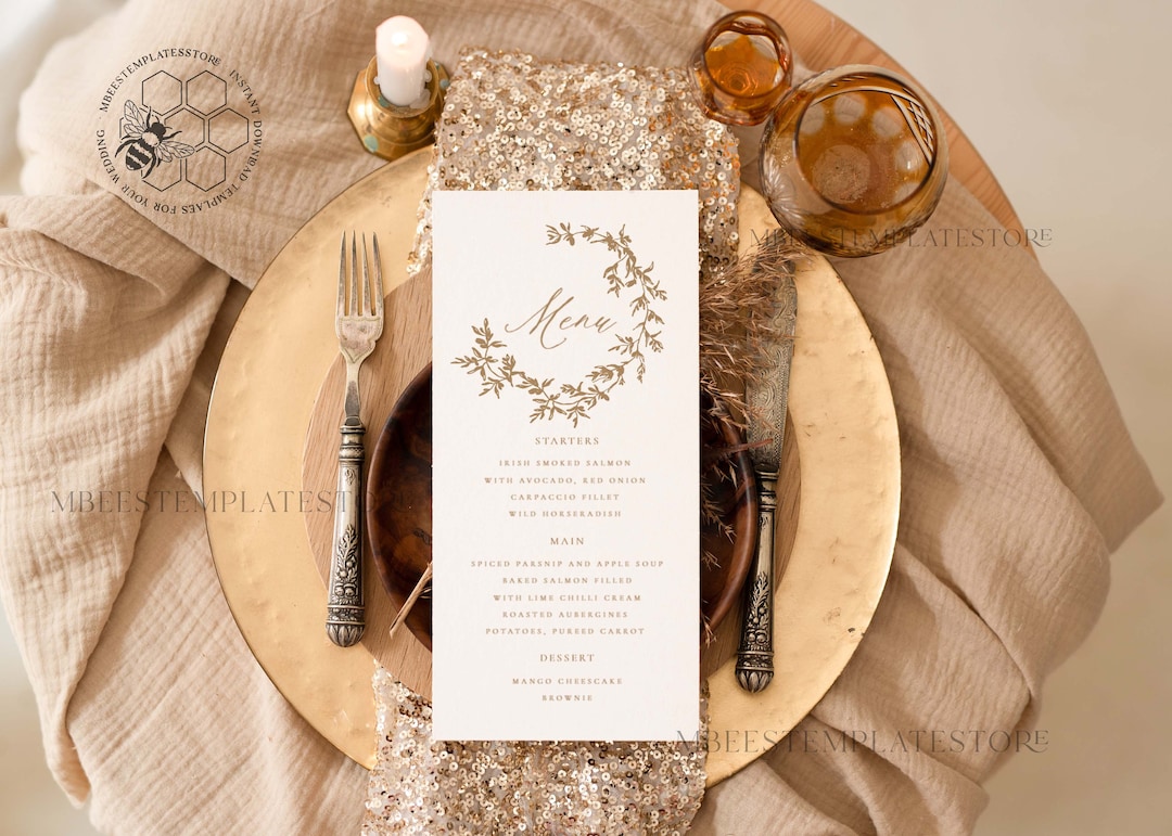 Rustic Wedding Menu Template, Dinner Menus Editable, Instant Download ...