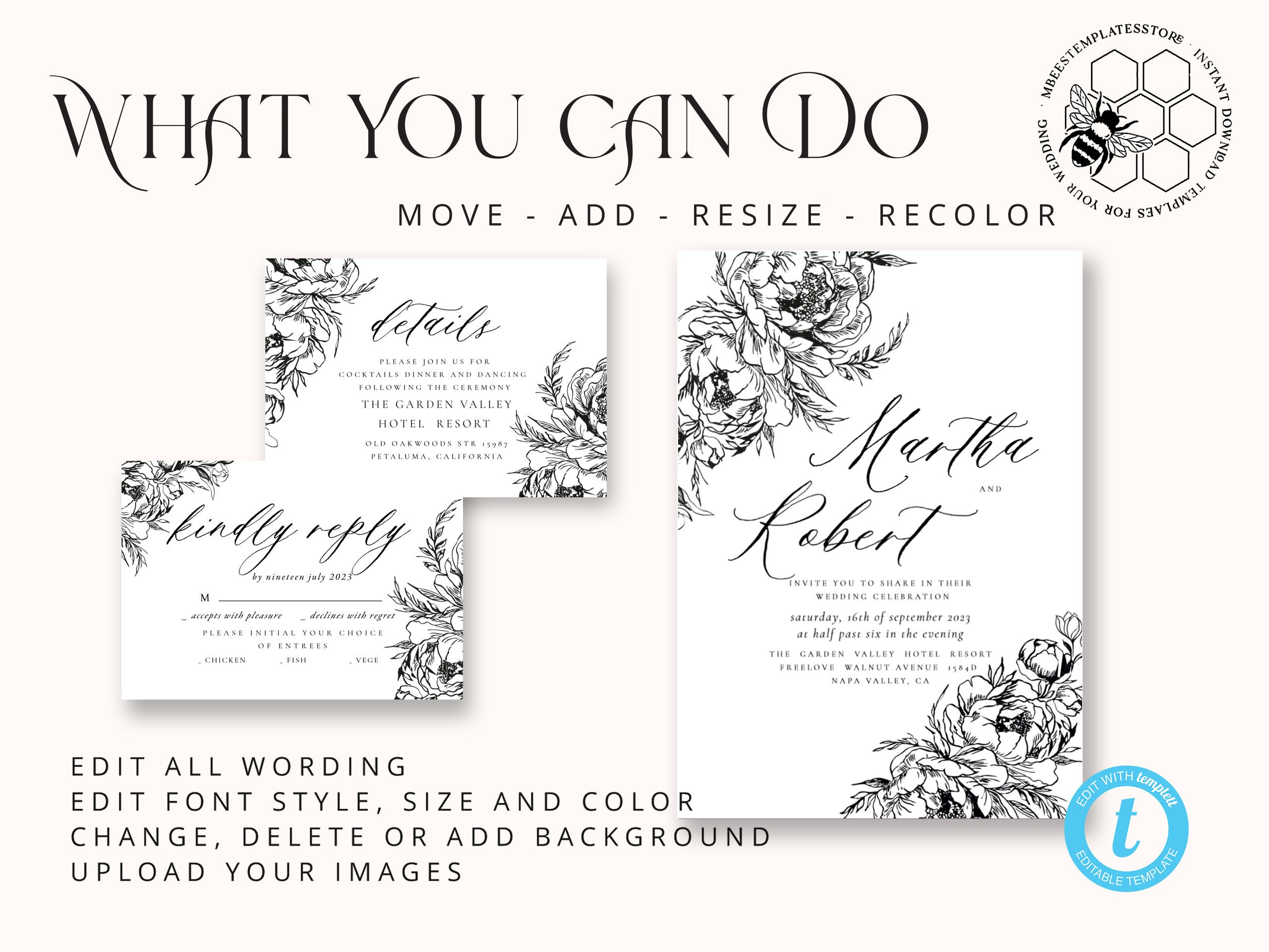 Modern Wedding Invitation Template Instant Download Elegant - Etsy
