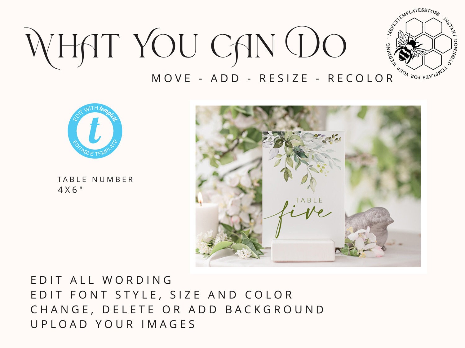 Sage Green Table Number Template Table Numbers Editable - Etsy