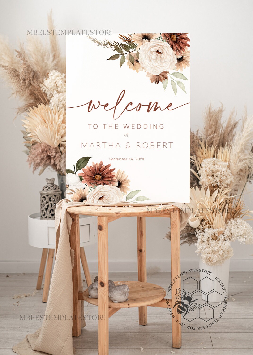 Boho Wedding Welcome Sign Template Instant Download Rustic - Etsy