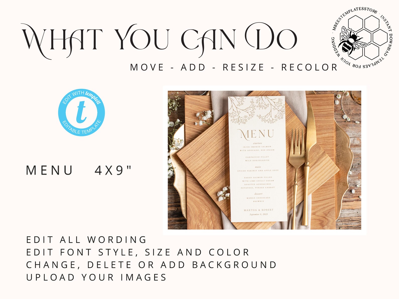 Rustic Wedding Menu Template Dinner Menus Editable Instant - Etsy