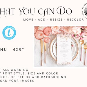 Boho Wedding Menu Template, Dinner Menus Editable, Instant Download ...