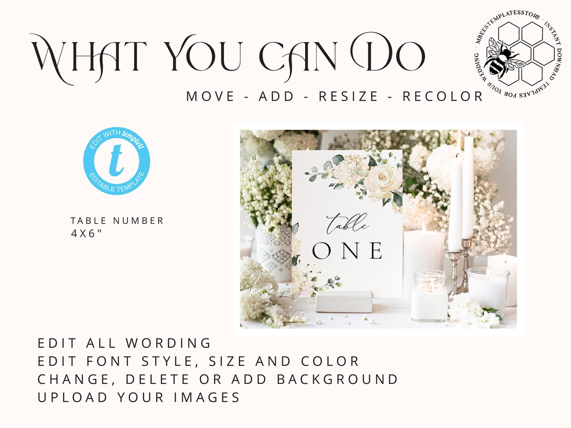 Sage Green Table Number Template Table Numbers Editable | Etsy