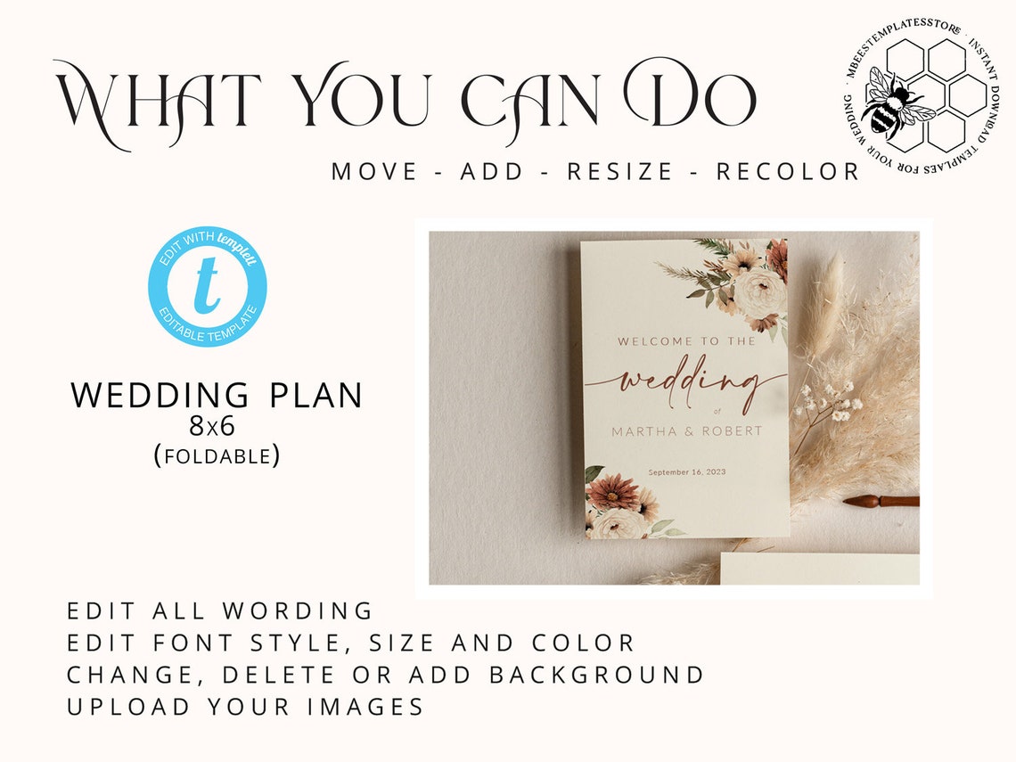 Rustic Wedding Program Template Minimalist Order of Service - Etsy
