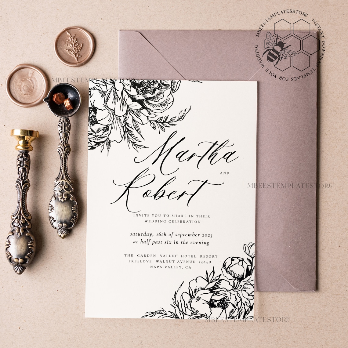 Modern Wedding Invitation Template Instant Download Elegant - Etsy