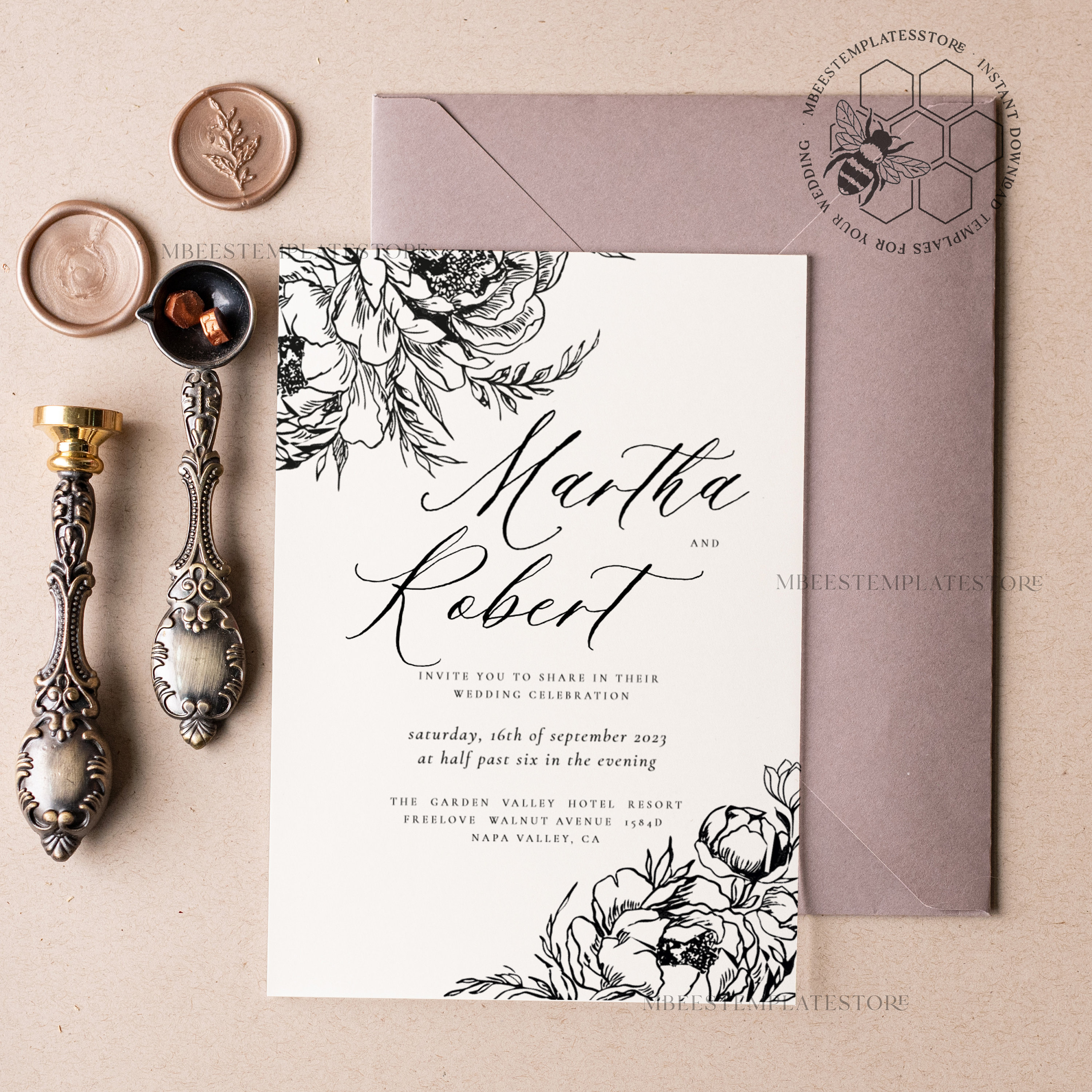 Modern Wedding Invitation Template Instant Download Elegant - Etsy