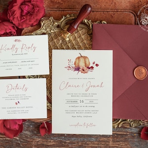 Boho Fall Wedding Invitations Set Template, Instant Download Printable ...