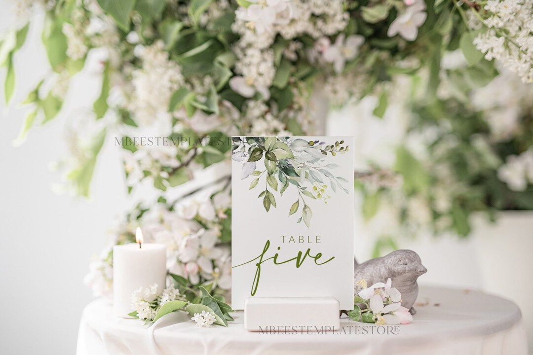 Sage Green Table Number Template, Table Numbers Editable, Instant ...