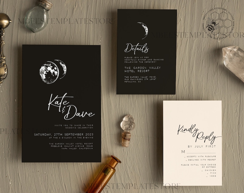 Moon Wedding Invitation Template Instant Download Tarot - Etsy