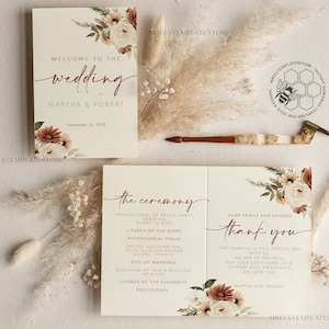 Rustic Wedding Program Template, Minimalist Order of Service, Printable Ceremony, DIY Program ...