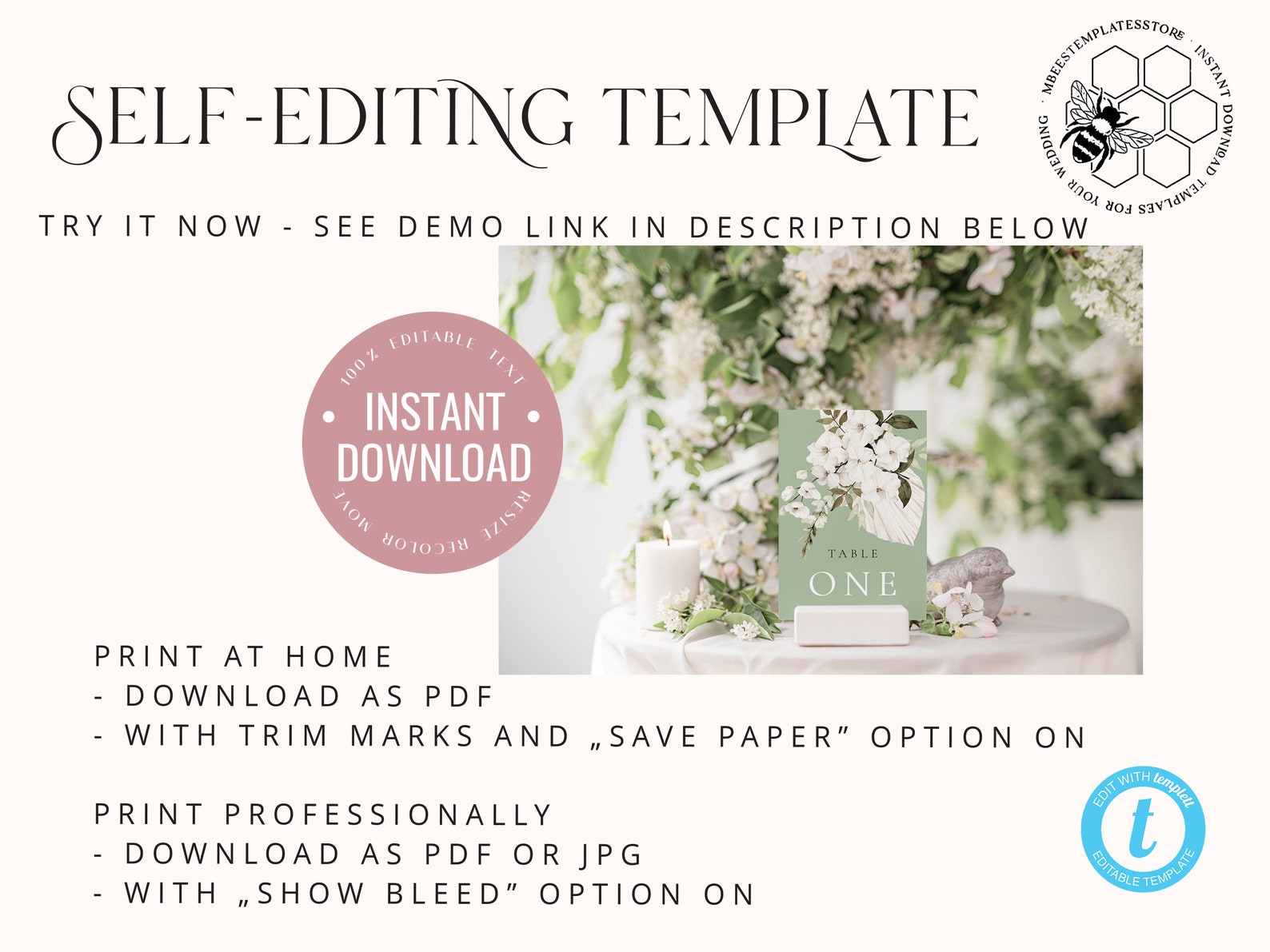 Sage Green Table Number Template Table Numbers Editable - Etsy