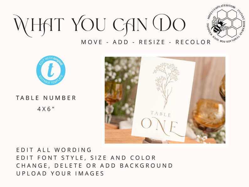 Rustic Table Number Template, Table Numbers Editable, Instant Download ...