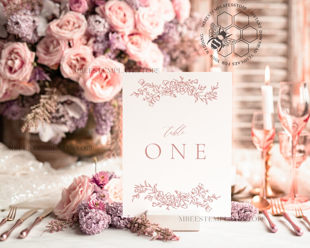 Minimalist Table Number Template, Table Numbers Editable, Instant ...