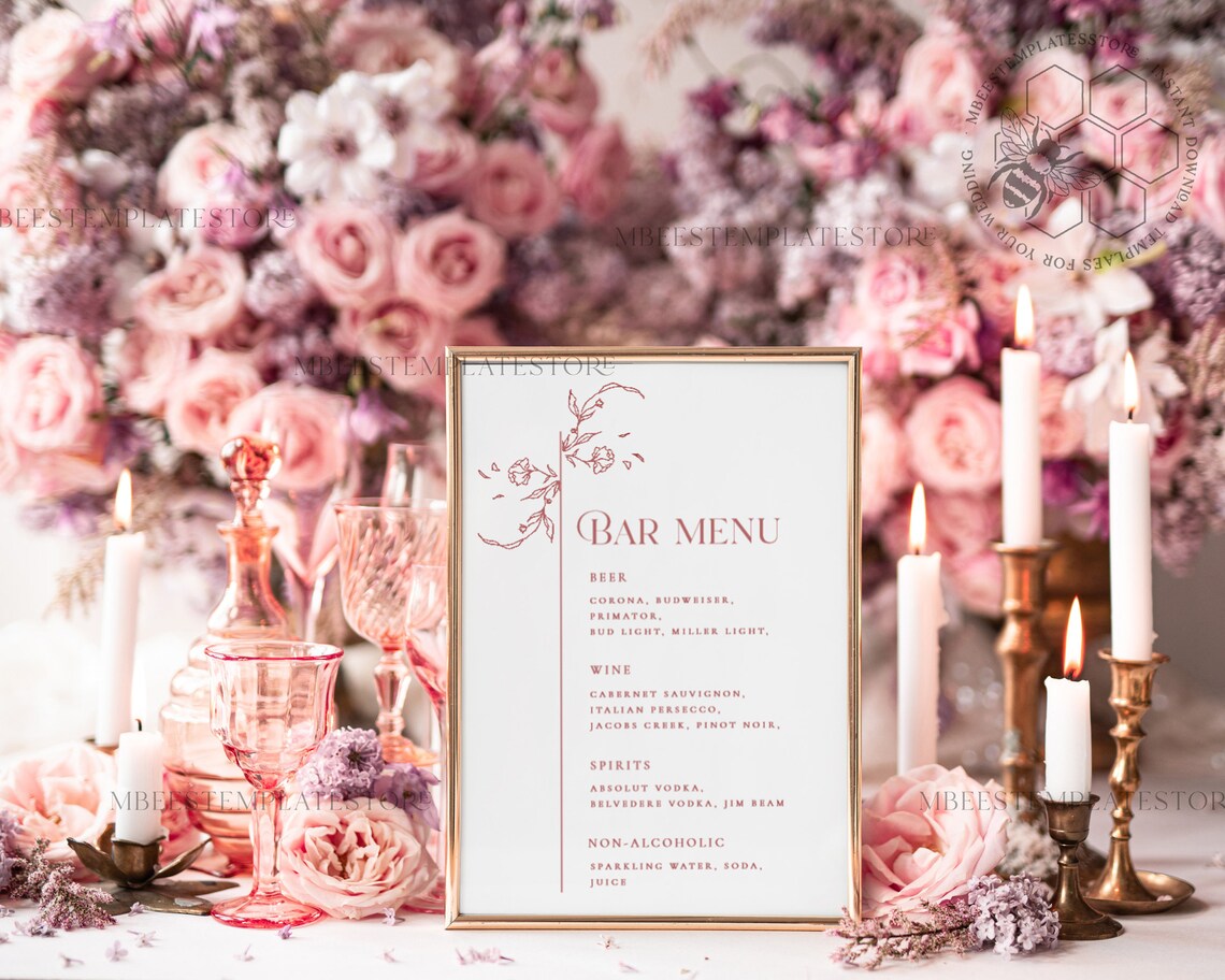 Modern Drink Bar Menu Template Drinks Signs Editable Instant - Etsy