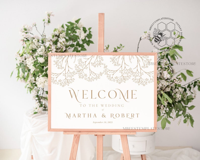 Boho Wedding Welcome Sign Template Instant Download Greenery - Etsy