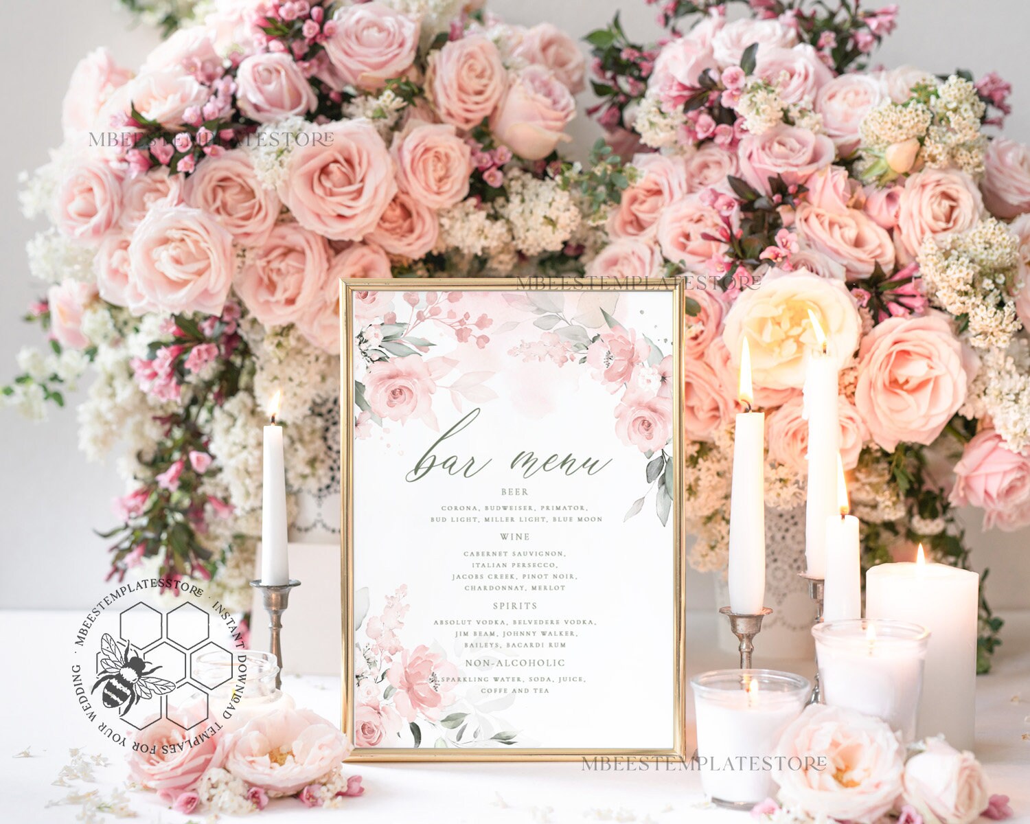 Floral Drink Bar Menu Template Drinks Signs Editable Instant - Etsy