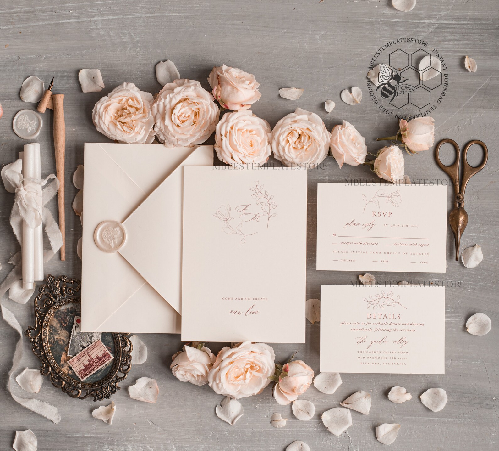 Elegant Wedding Invitation Template Simple Instant Download - Etsy