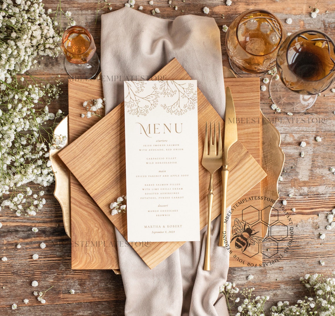 Rustic Wedding Menu Template Dinner Menus Editable Instant - Etsy