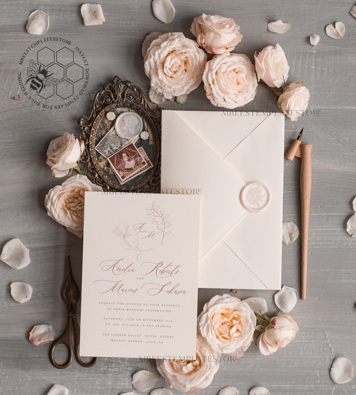 Elegant Wedding Invitation Template Simple Instant Download - Etsy