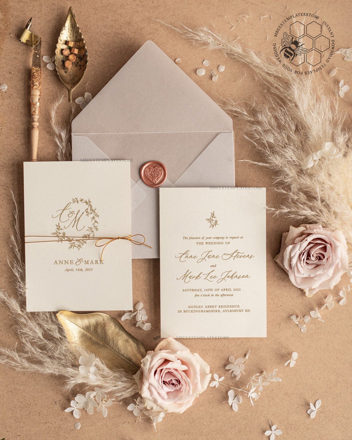 Fine Art Wedding Invitation Template Instant Download Boho - Etsy