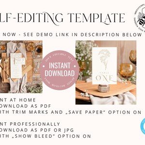 Rustic Table Number Template, Table Numbers Editable, Instant Download ...