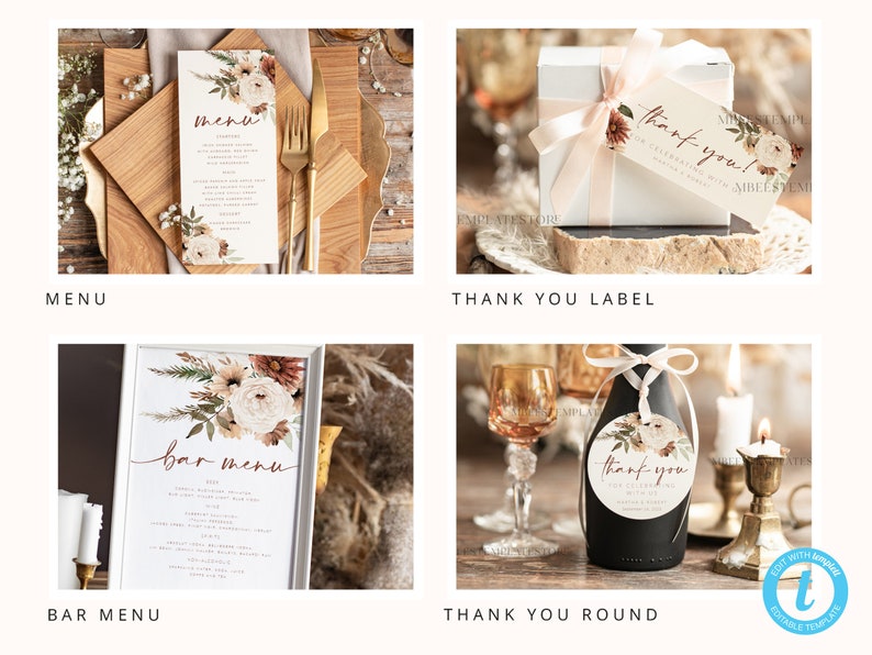 Fall Rustic Wedding Invitation Template Dowload Set Wedding - Etsy